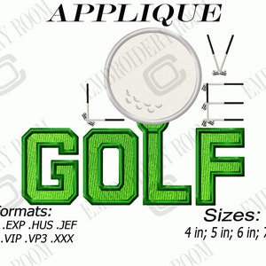 Golf Applique Embroidery Design, Sport Applique Embroidery Design ...