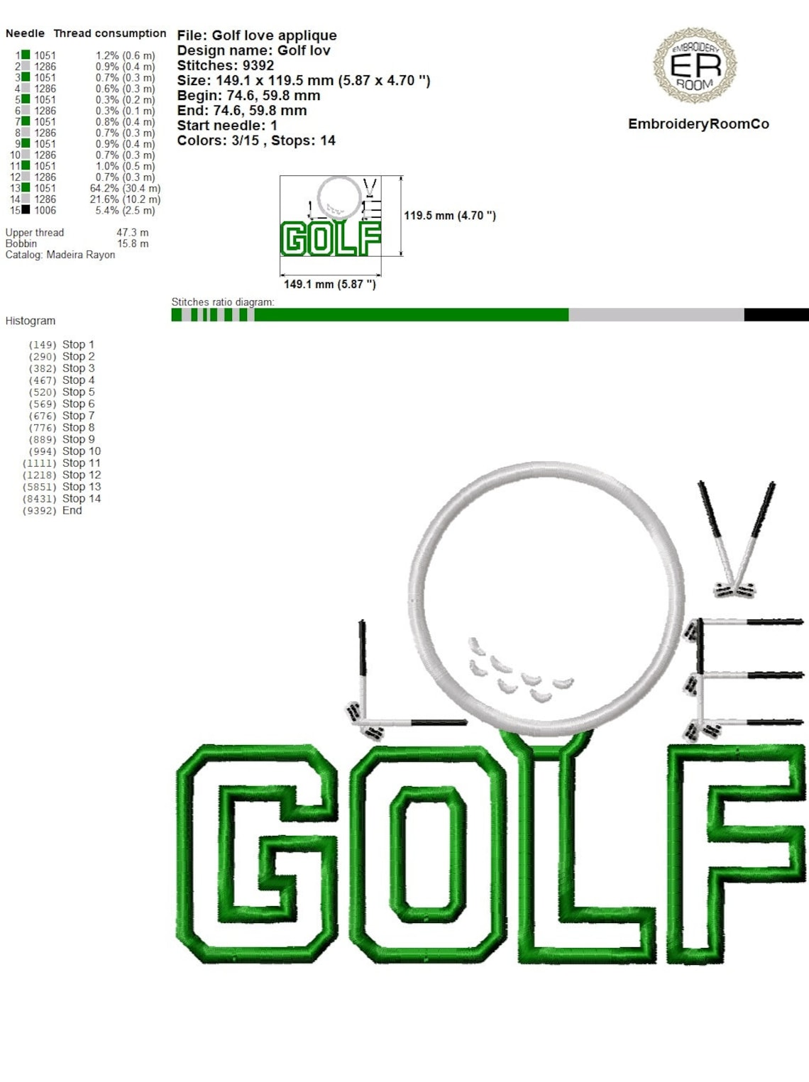 Golf Applique Embroidery Design Sport Applique Embroidery | Etsy