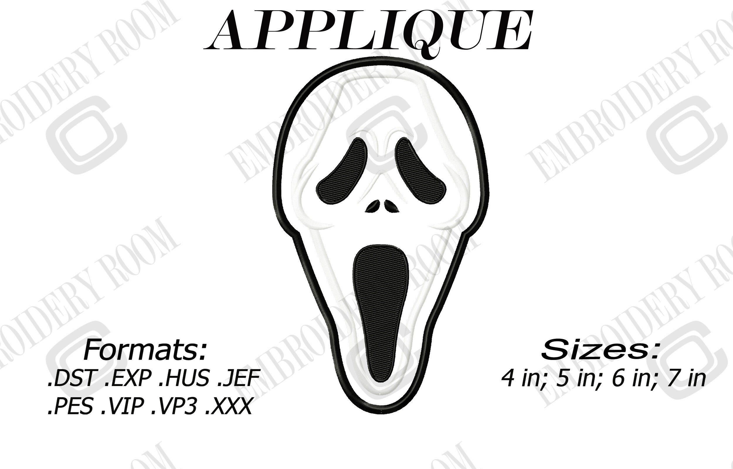 Scream Applique Embroidery Designs Halloween Applique Machine | Etsy