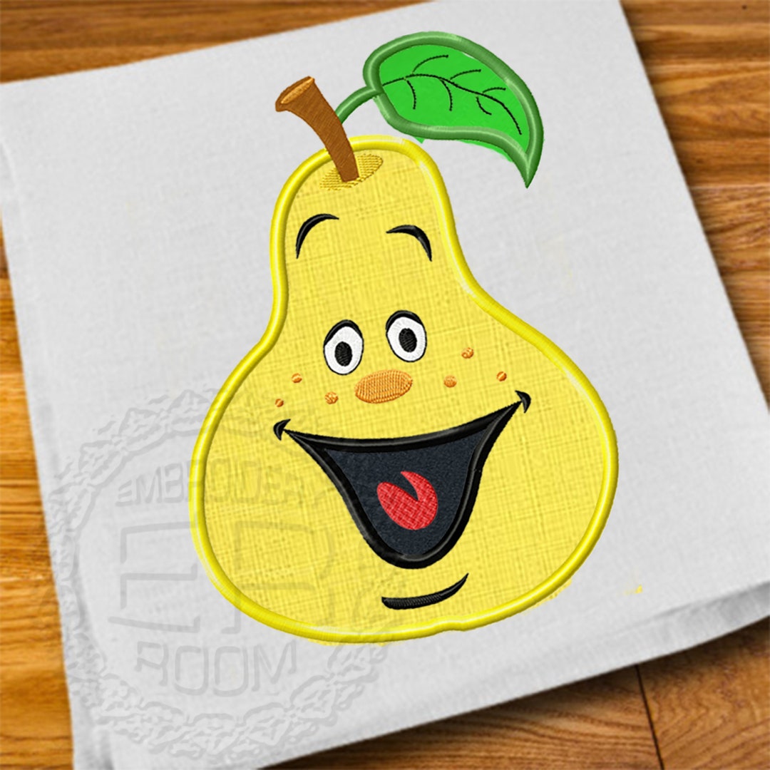 Cheerful Fruit Applique Embroidery Design, Pear Applique Embroidery ...