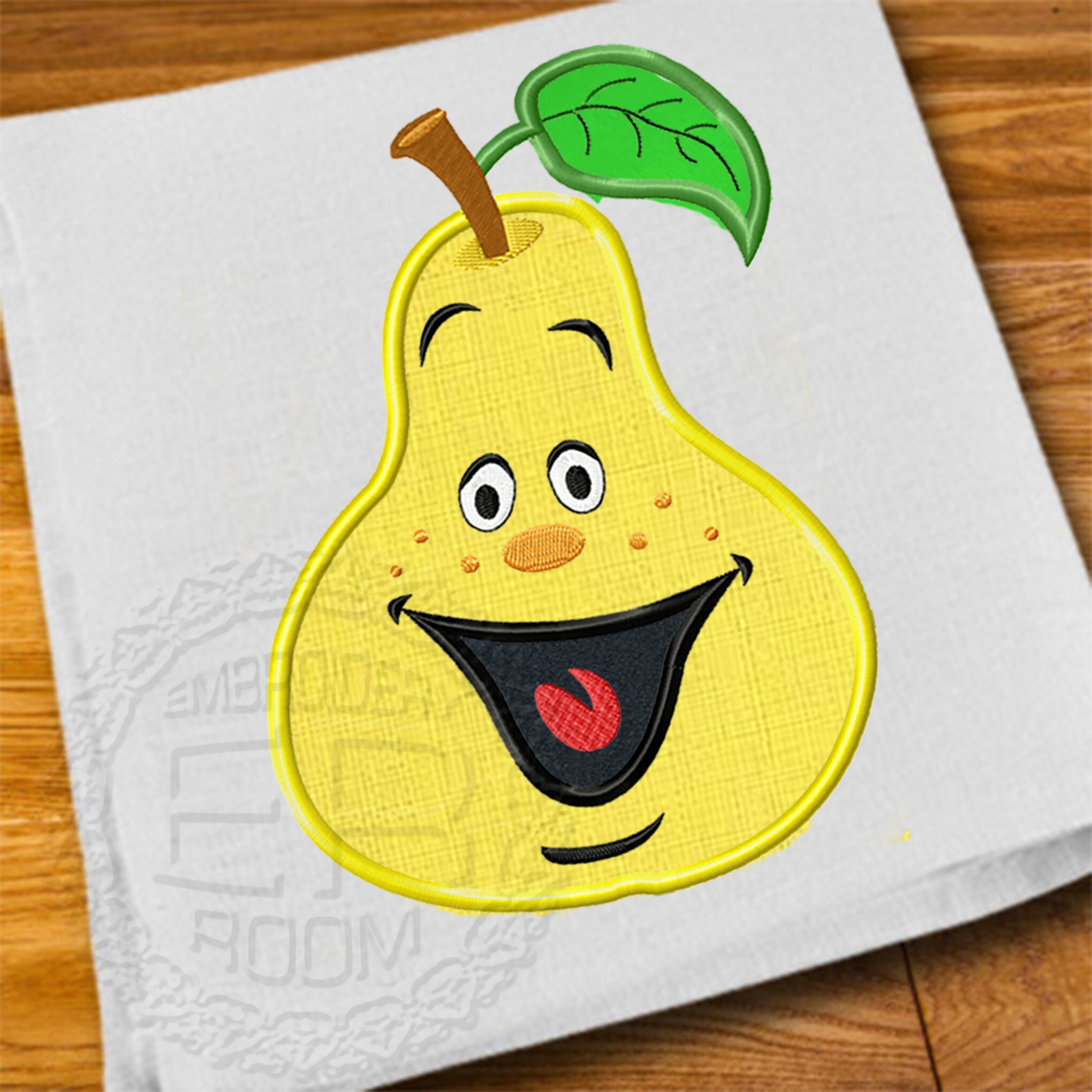 Cheerful Fruit Applique Embroidery Design Pear Applique - Etsy