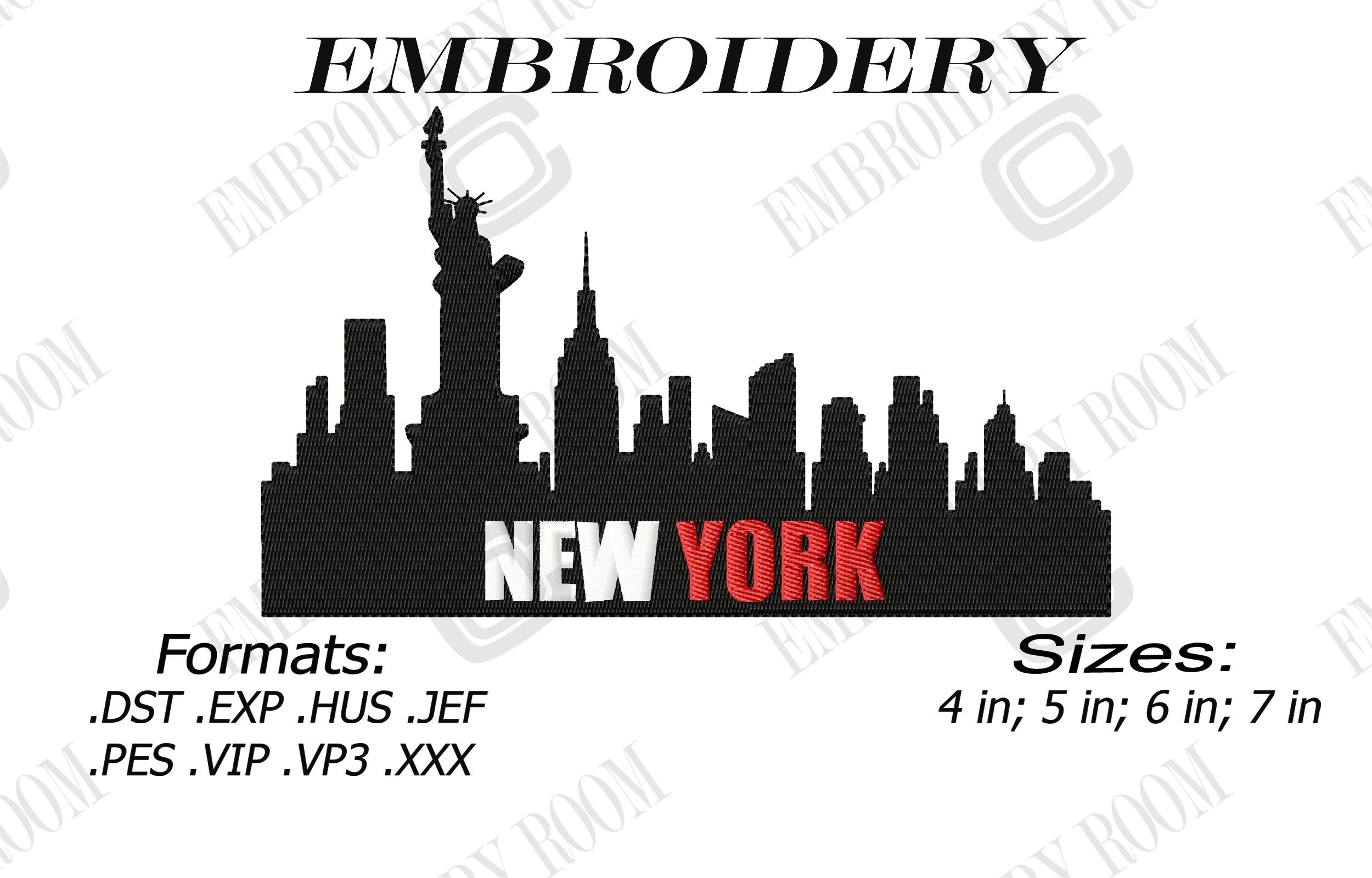 SET of 2 Designs. City Machine Embroidery Designs NEW YORK | Etsy