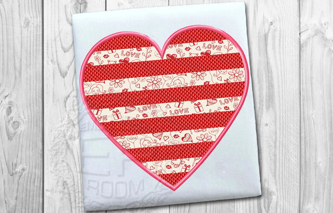 Heart Strip Embroidery Design Heart Embroidery Designs Shape - Etsy