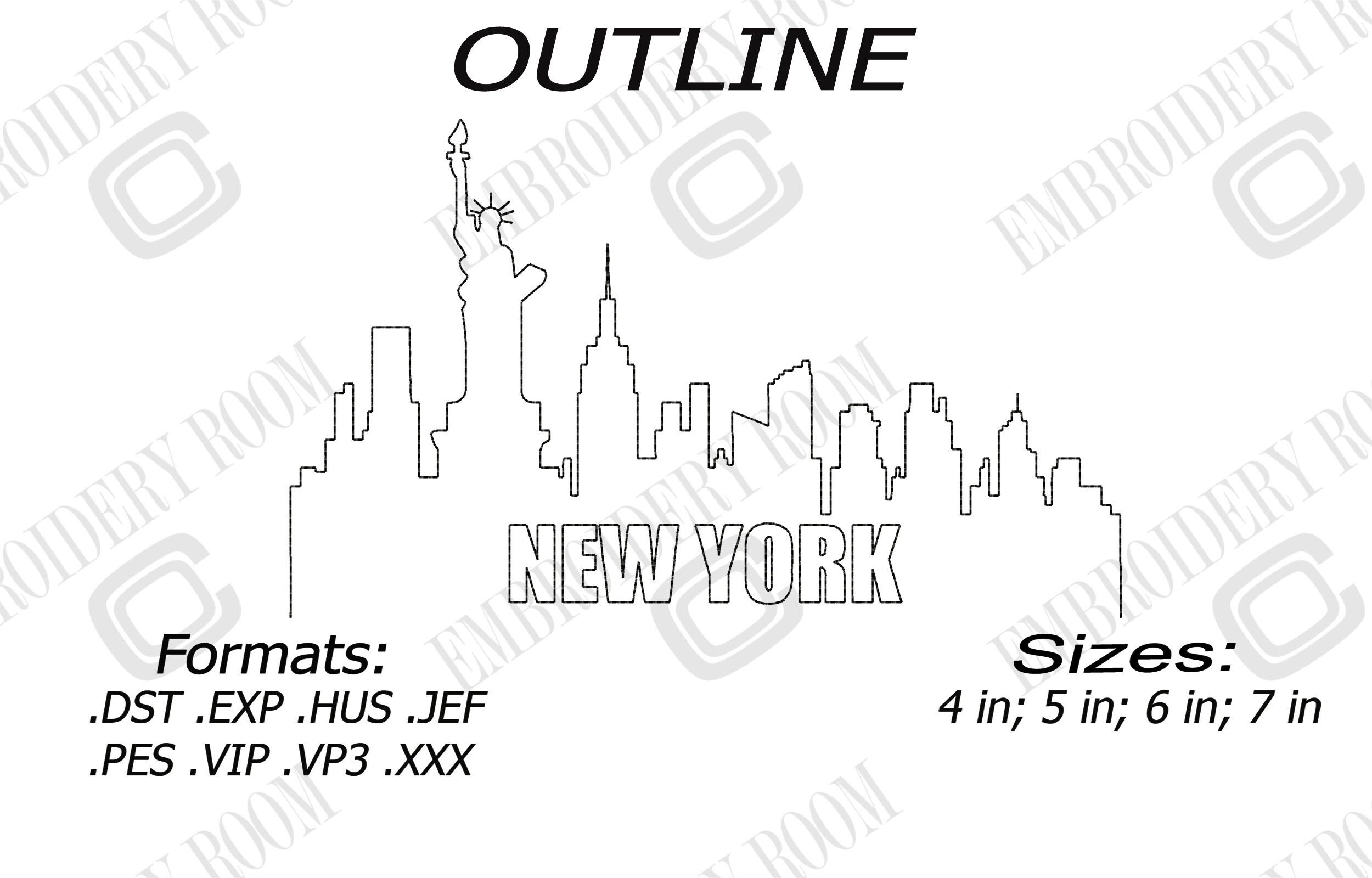 SET of 2 Designs. City Machine Embroidery Designs NEW YORK | Etsy