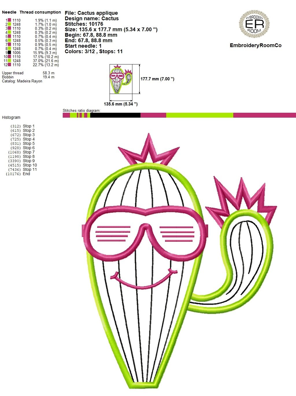 Cactus Applique Embroidery Design Flower Applique Embroidery - Etsy