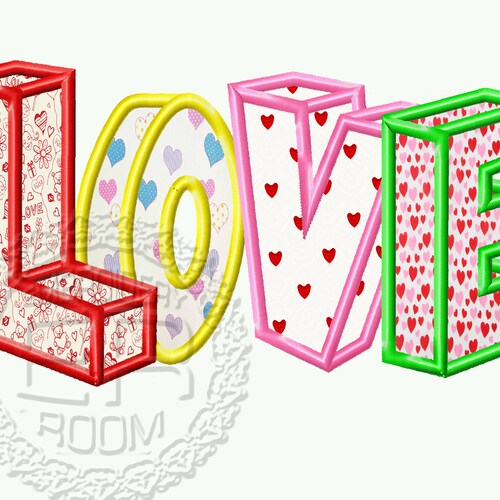 3D Love Applique Embroidery Design Shape Letters Applique | Etsy