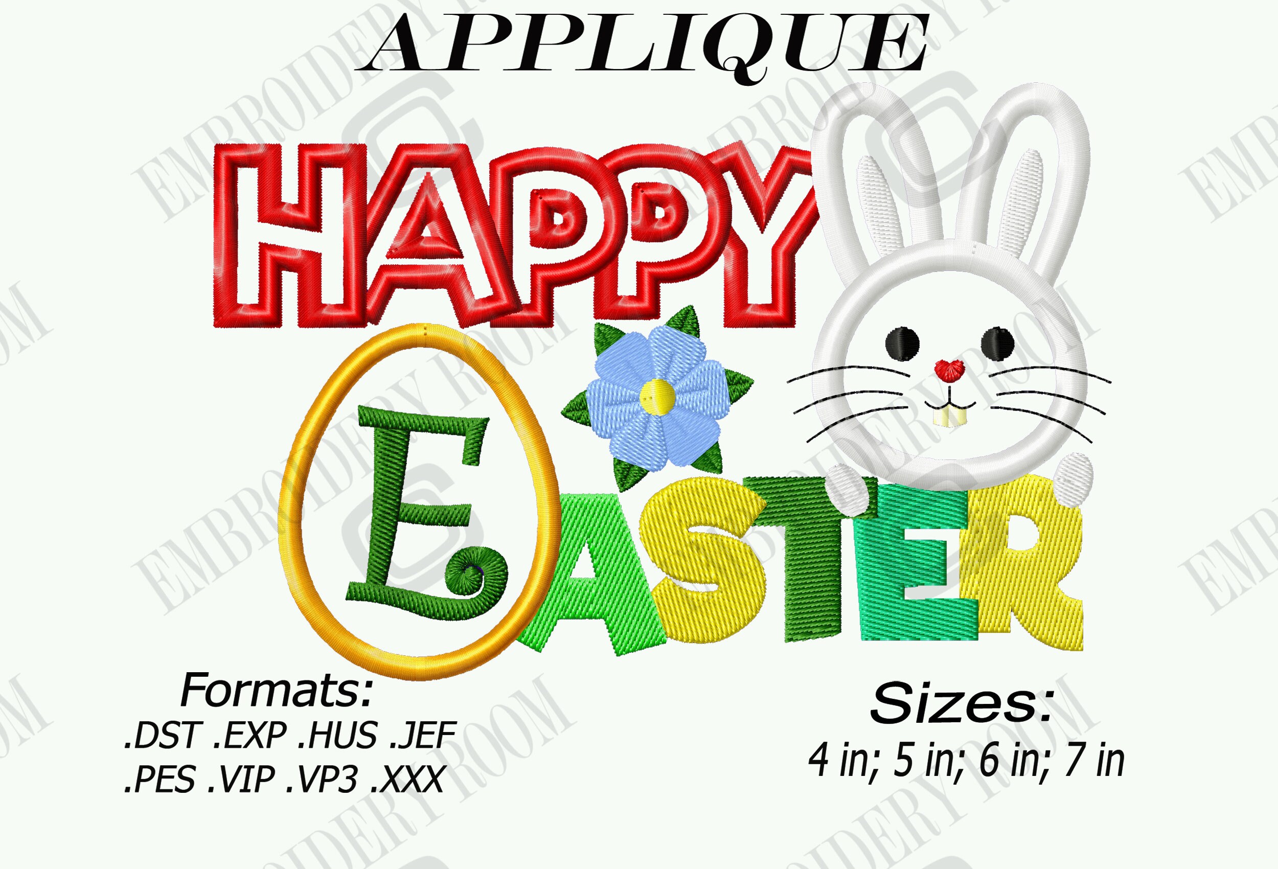 Happy Easter Applique Embroidery Designs Easter Bunny | Etsy