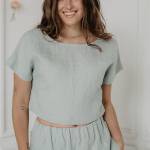 Linen Crop Top LISA. Sleeveless Linen Top - Etsy