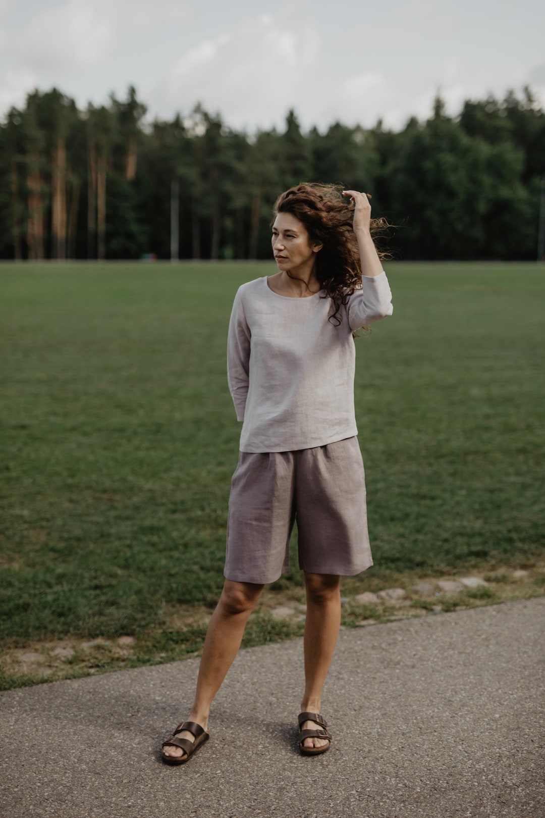 RIGA Linen Top 3/4 Sleeves. Dusty Rose Linen Top - Etsy