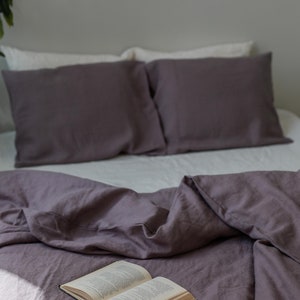 Lilac Linen Bedding Set. Dusty Lavender Linen Duvet Set. Linen Bedding ...