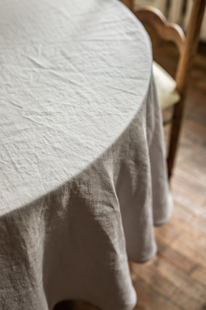 Round Linen Tablecloth in Various Colors. Washed Soft Linen - Etsy
