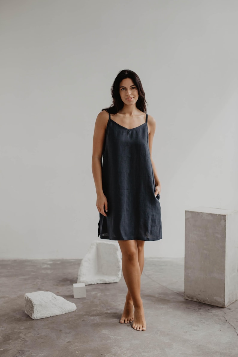 Linen Slip Dress ZOE. Linen Dress With Pockets - Etsy