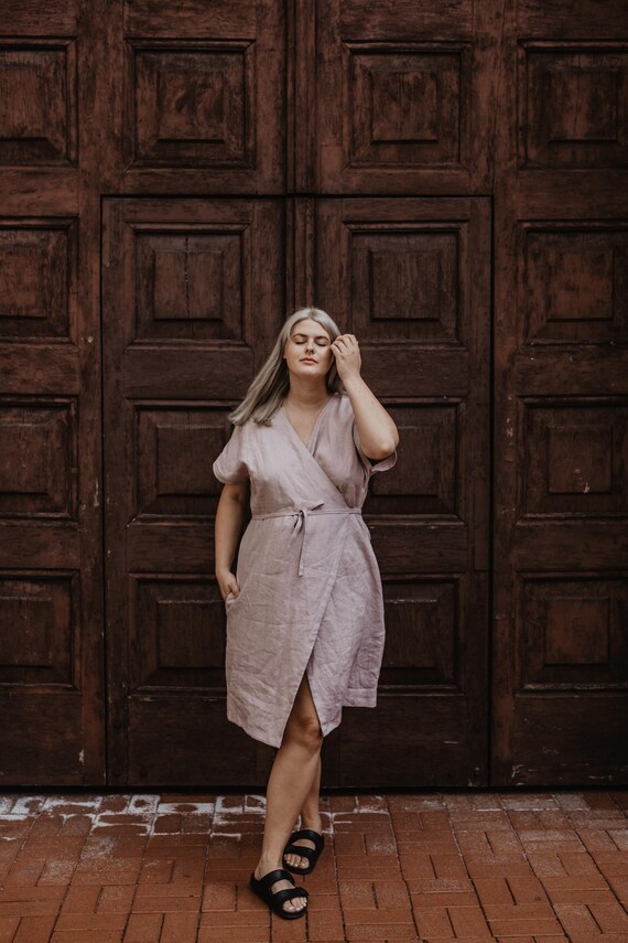 ROME Linen Wrap Dress. Linen Dress for Women. Plus Size Linen - Etsy