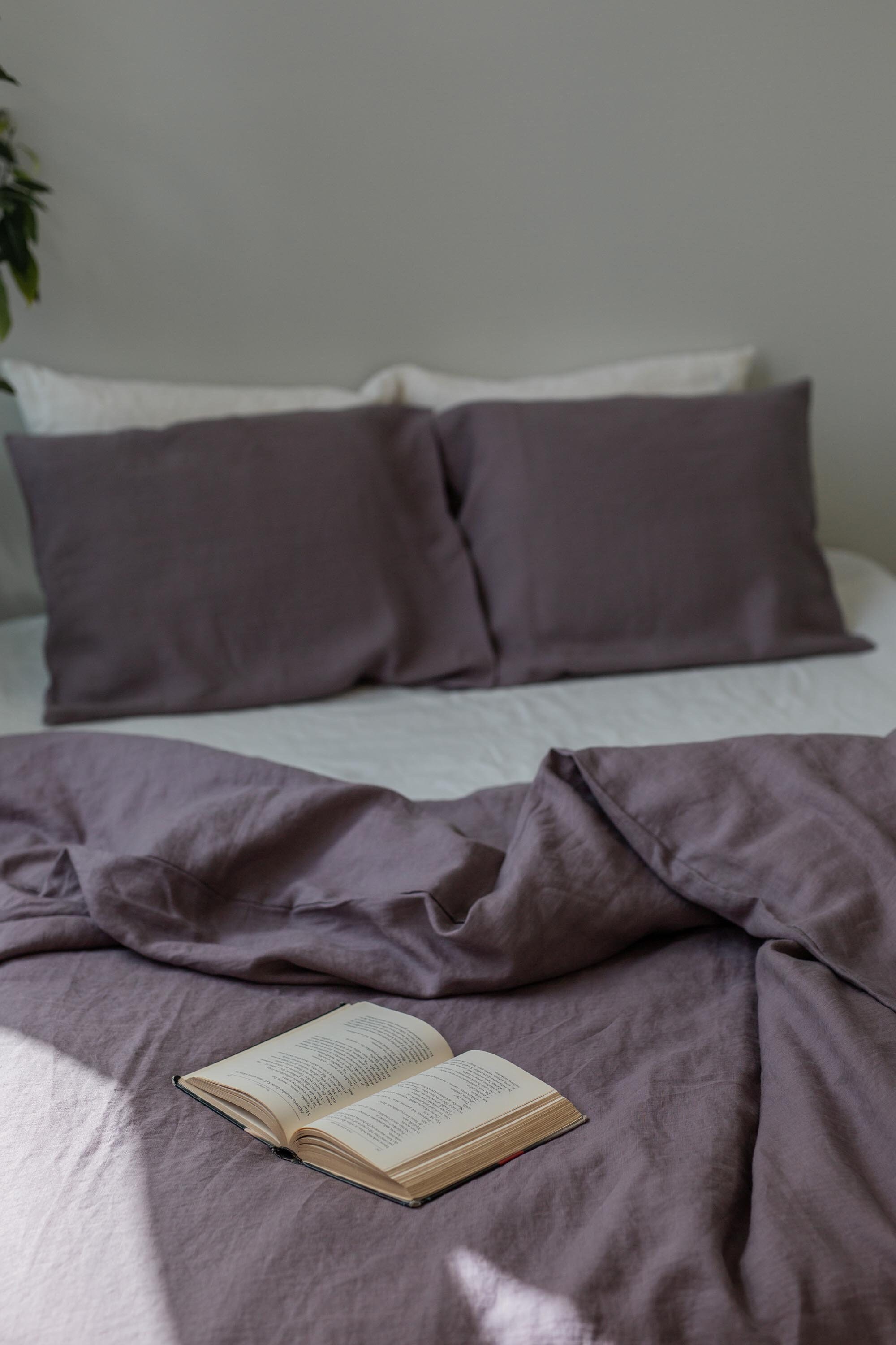 Lavender Linen Sheet Set. Linen Bedding in Lilac. Boho Purple - Etsy