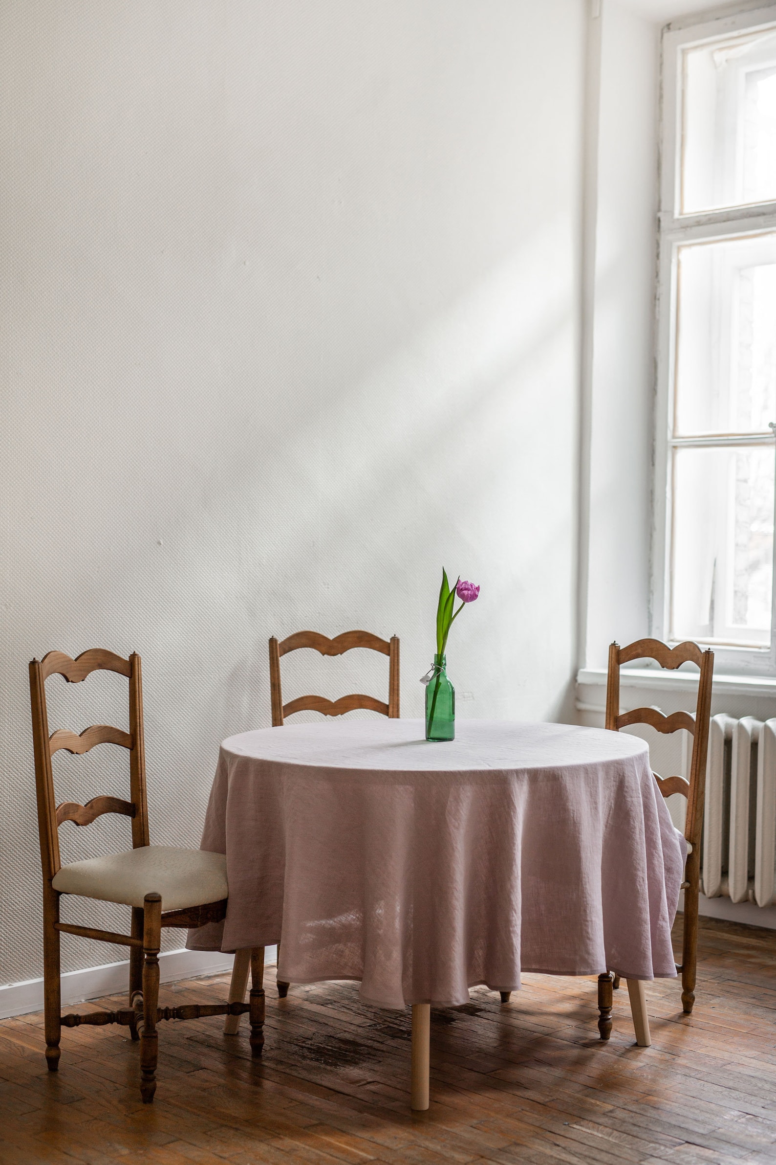 Round Linen Tablecloth in Various Colors. Washed Soft Linen Tablecloth ...