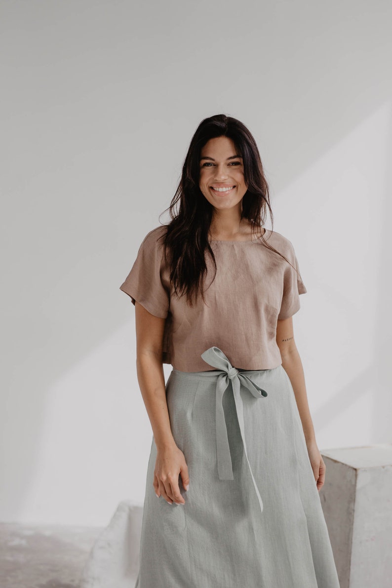 Linen Crop Top LISA. Beige Linen Top - Etsy