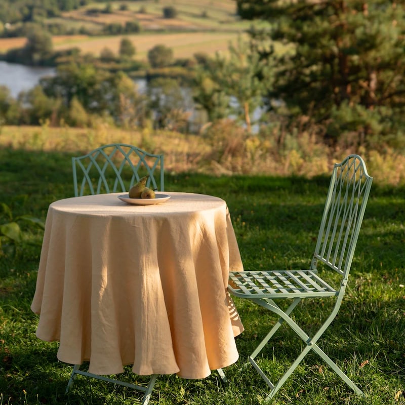 Round Linen Tablecloth - Etsy