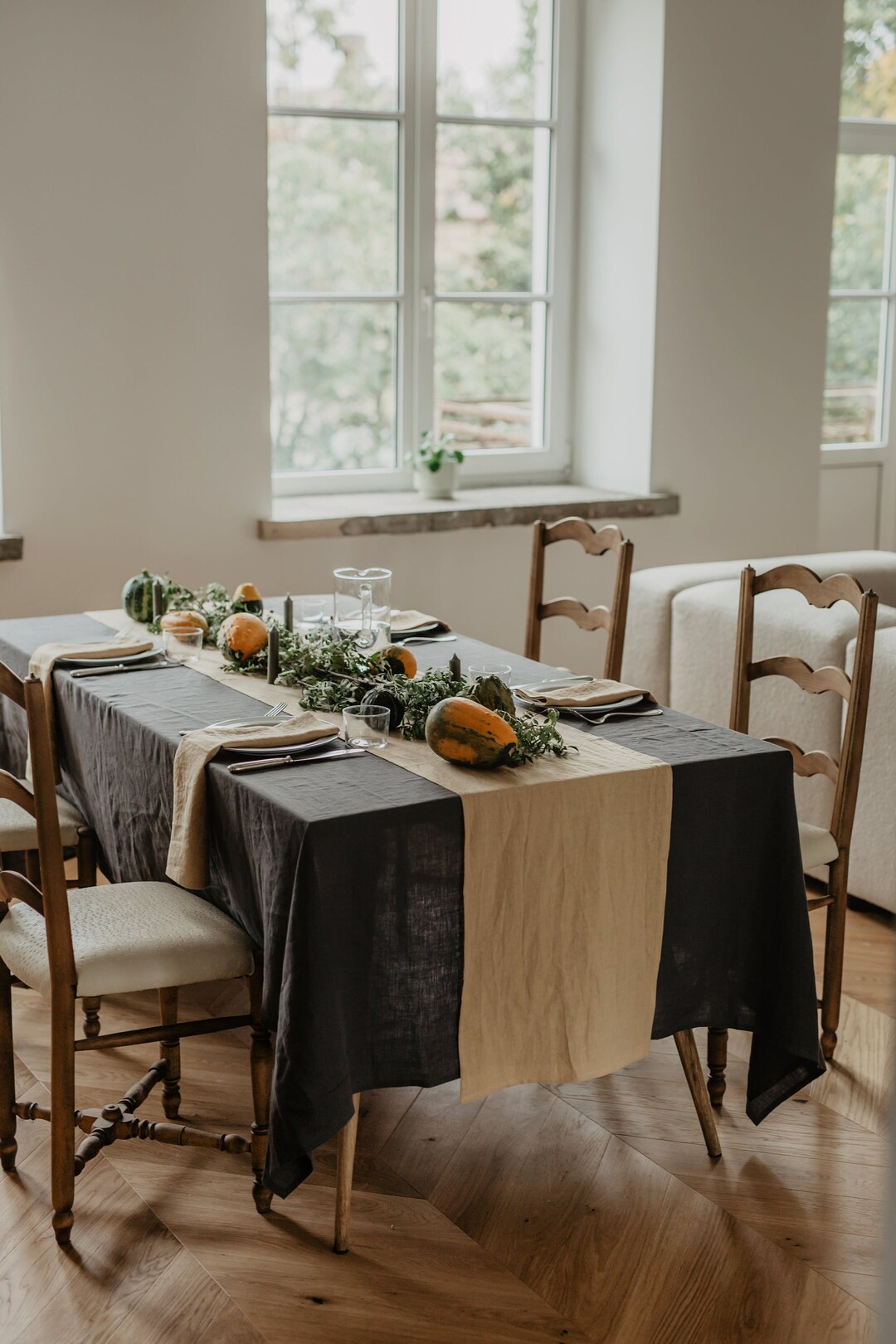 Linen Tablecloth in Charcoal. Custom Tablecloth. Thanksgiving ...