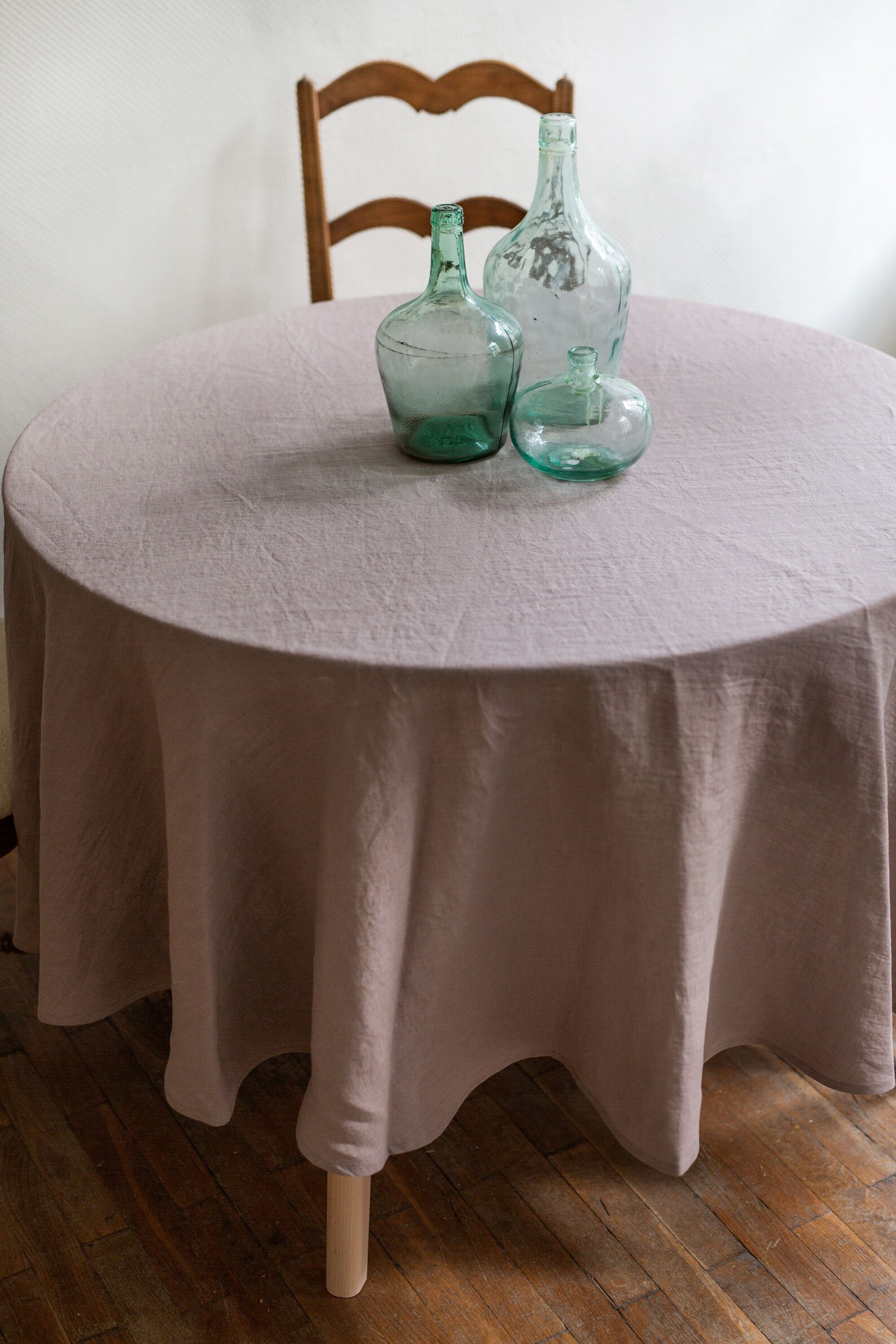 Round Linen Tablecloth in Various Colors. Washed Soft Linen - Etsy