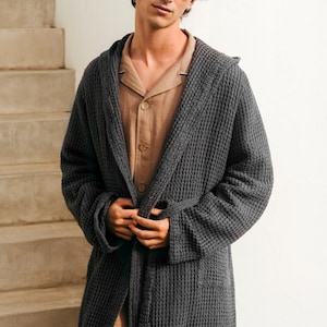 Waffle Linen Bathrobe. Men's Waffle Robe. - Etsy