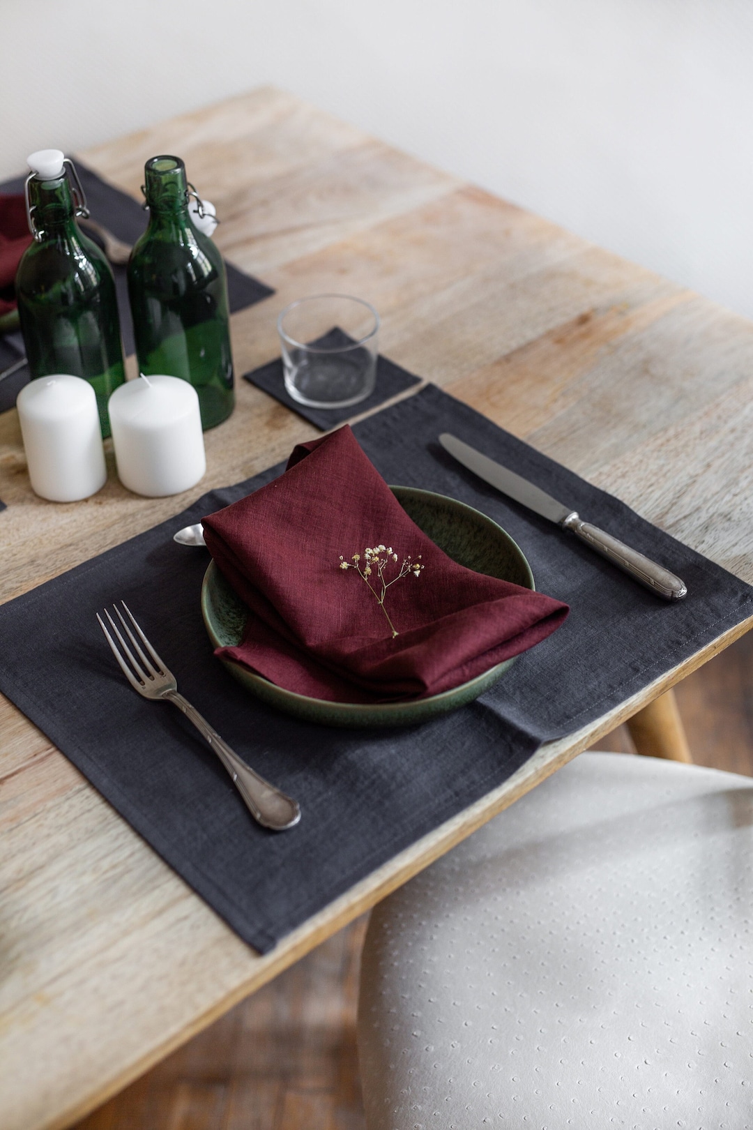 Linen Placemats in Selection of Colors. White Linen Placemats. Set of 2 ...