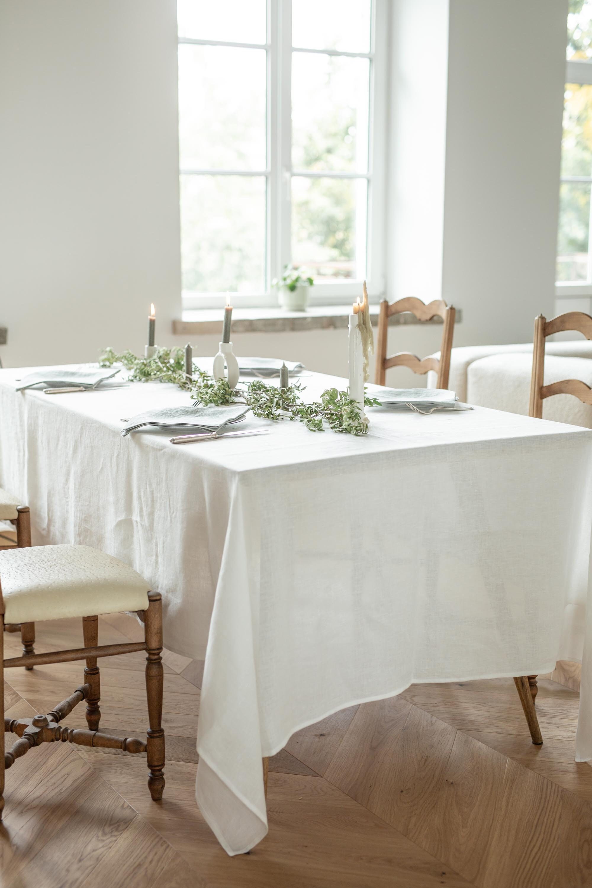 White Linen Tablecloth. Linen Tablecloth in White. Square Tablecloth - Etsy
