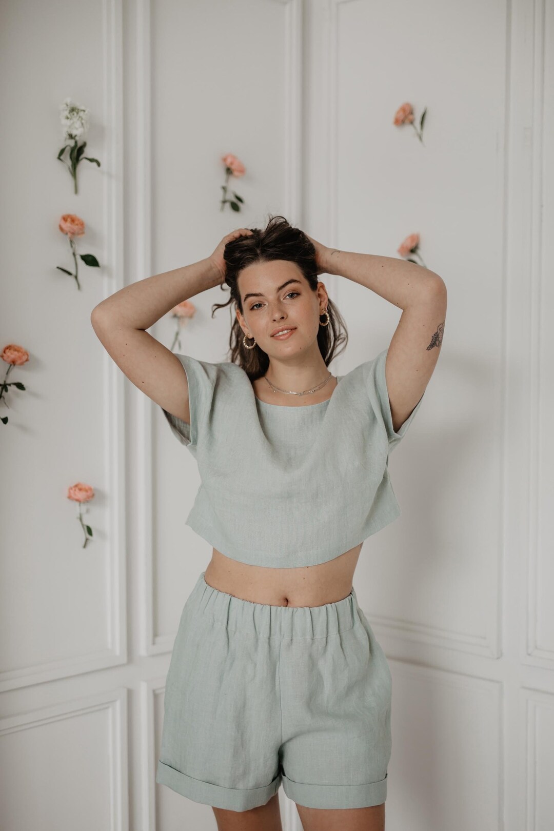 Linen Crop Top LISA. Sleeveless Linen Top - Etsy