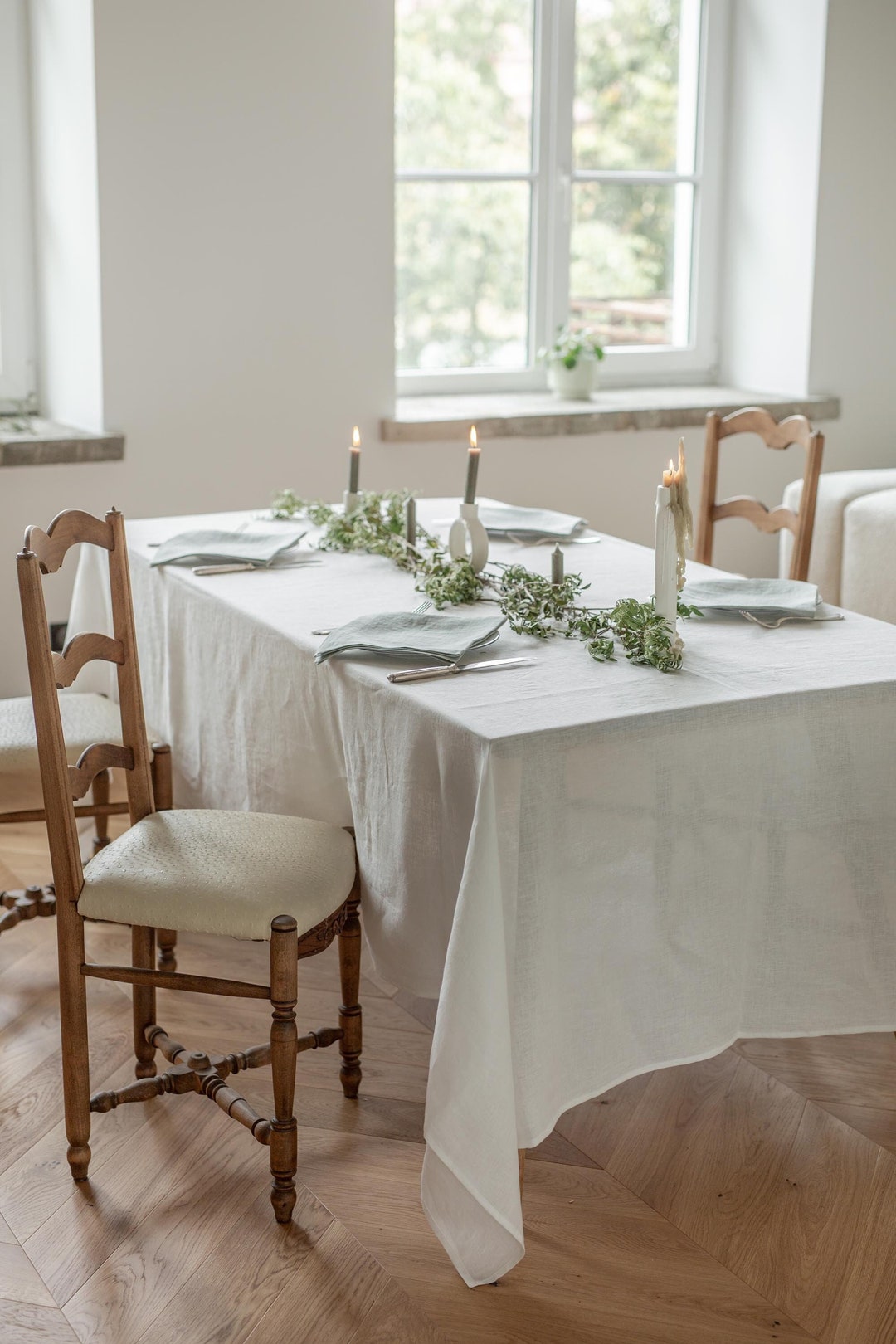 White Linen Tablecloth. Linen Tablecloth in White. Square Tablecloth - Etsy