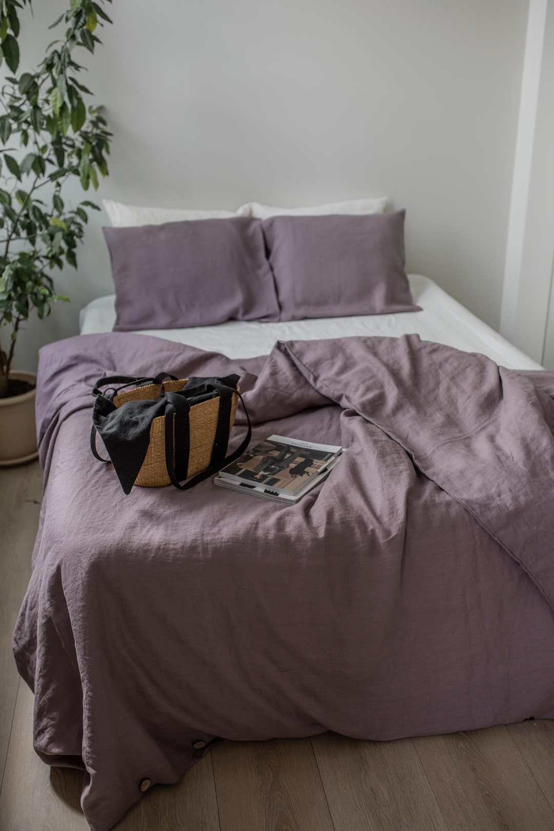 Lilac Linen Bedding Set. Dusty Lavender Linen Duvet Set. Linen Bedding ...