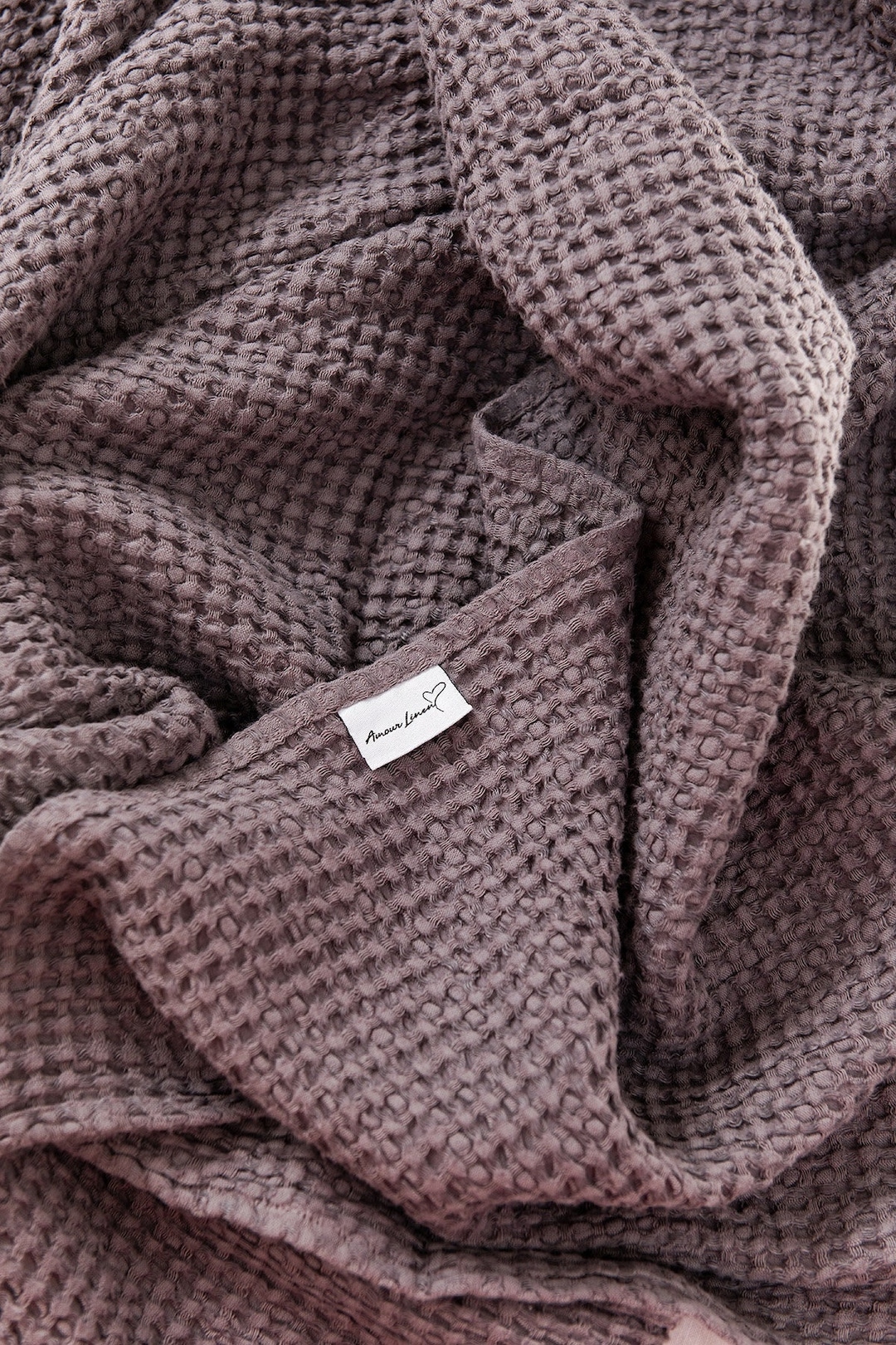 Linen Waffle Blanket in Dusty Lavender. Bed Throw in Lilac. Linen ...