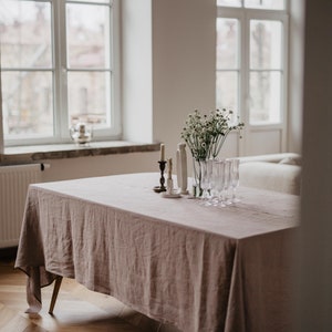 Rosy Brown Linen Tablecloth. Neutral Dining Table Cover. Round Square ...