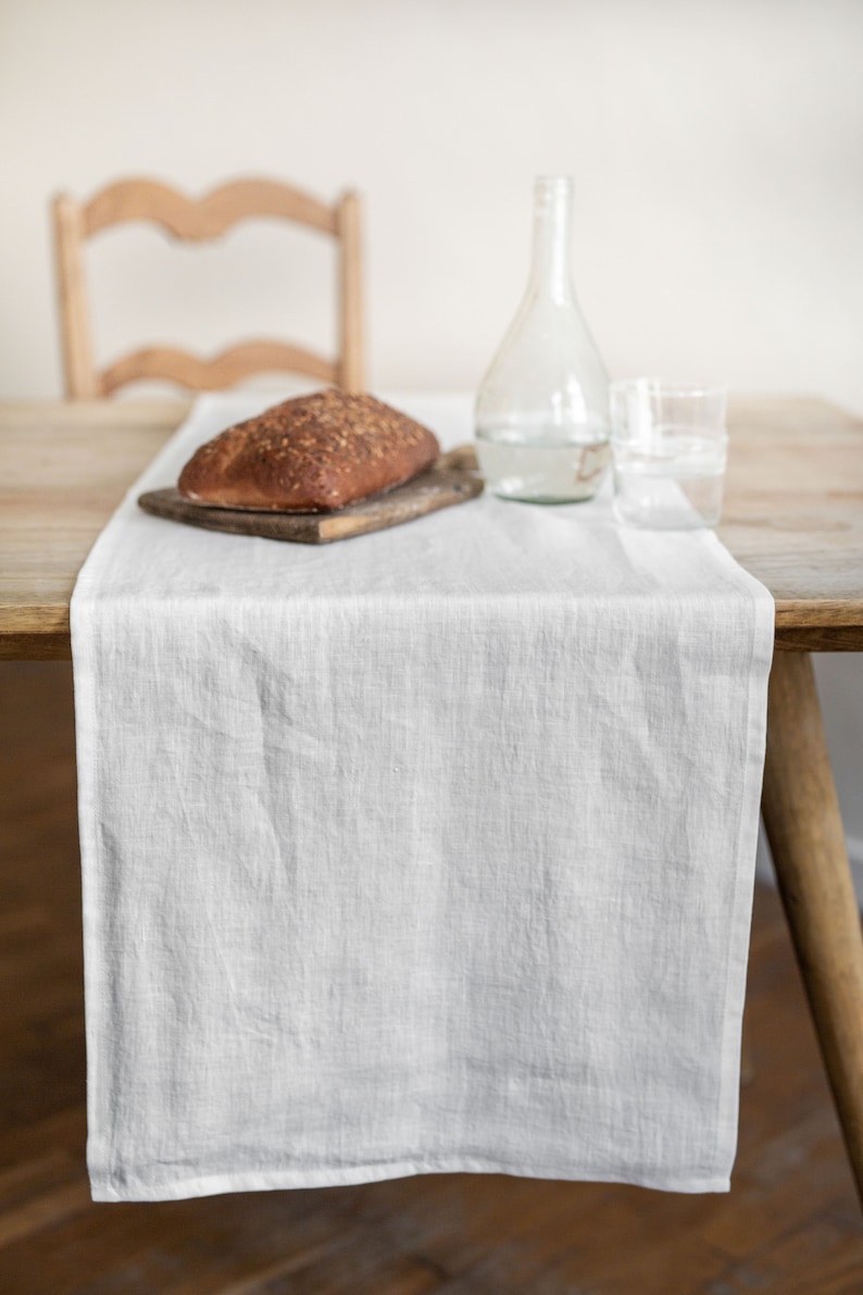 Linen Table Runner in White. Linen Table Decor - Etsy