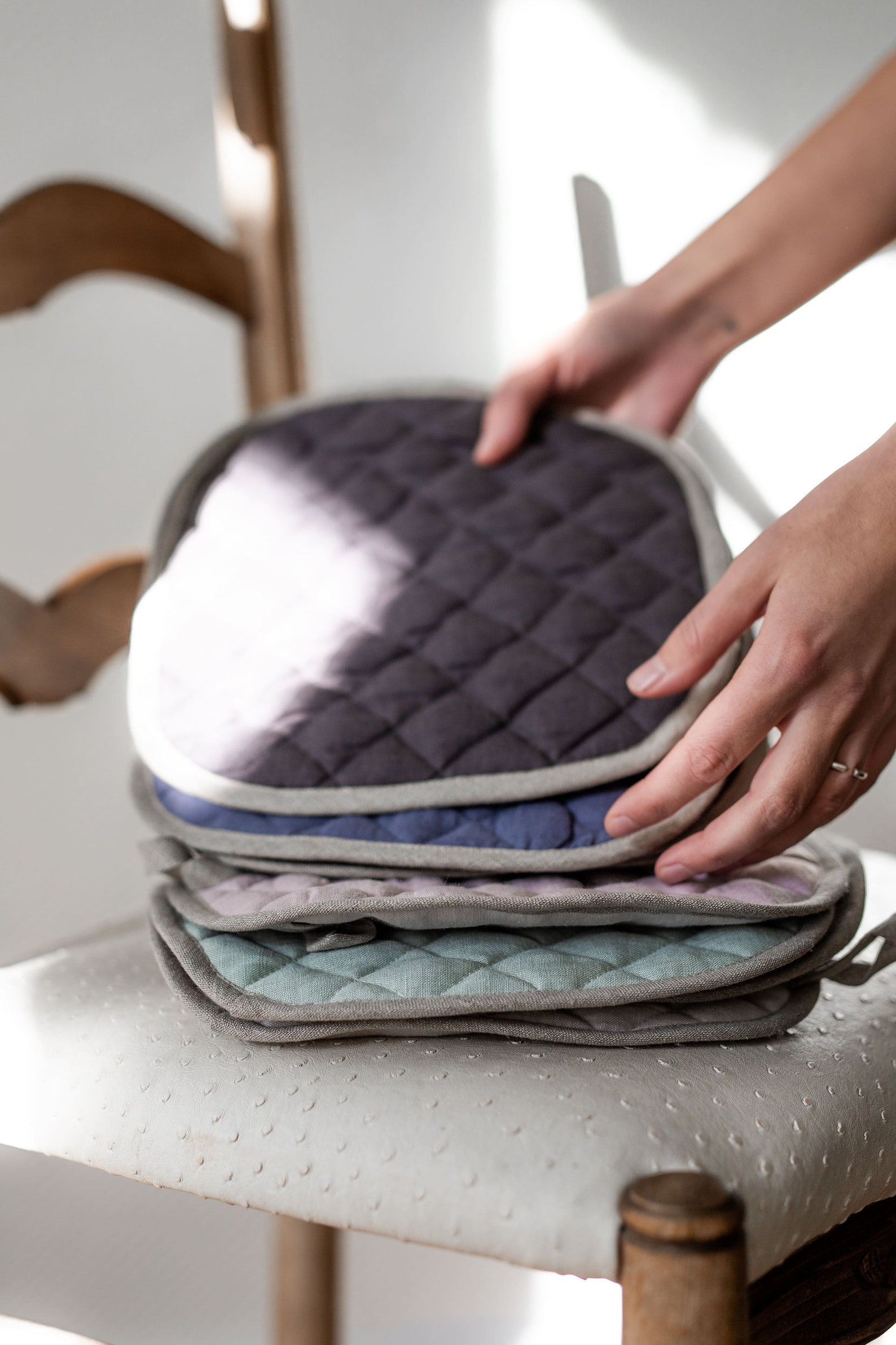 Linen Pot Holder With Heat-resistant Padding Quilted Linen Pot - Etsy