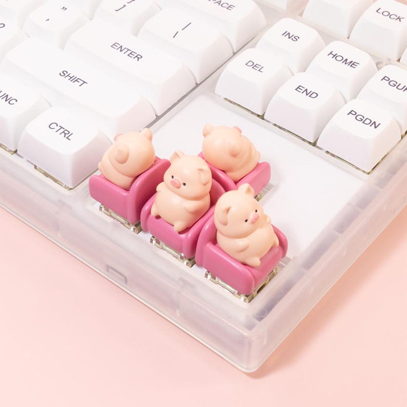 Cute Pig Seat Resin Keycap Cherry Mx Pink Key Cap Mechanical Keyboard ...