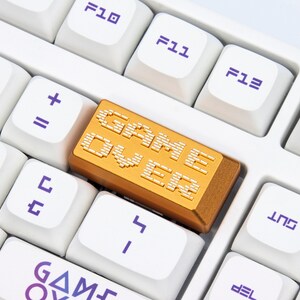 GAME OVER Pixel Keyboard Keycaps Metal Cherry Mx Keycap Backplace 2x ...