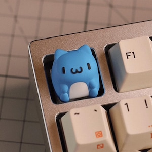 Cute Keycaps Cat Blue Pink Resin Handmade Mechanical Keyboard Key - Etsy