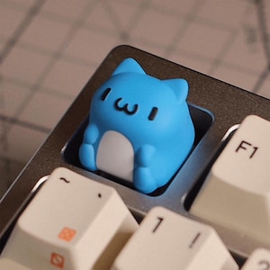 Cute Keycaps Cat Blue Pink Resin Handmade Mechanical Keyboard Key - Etsy