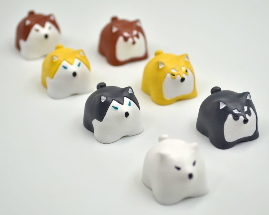 Pet Dog Husky Alaska Dog Cute Resin Keycaps Brown Yellow Black White ...
