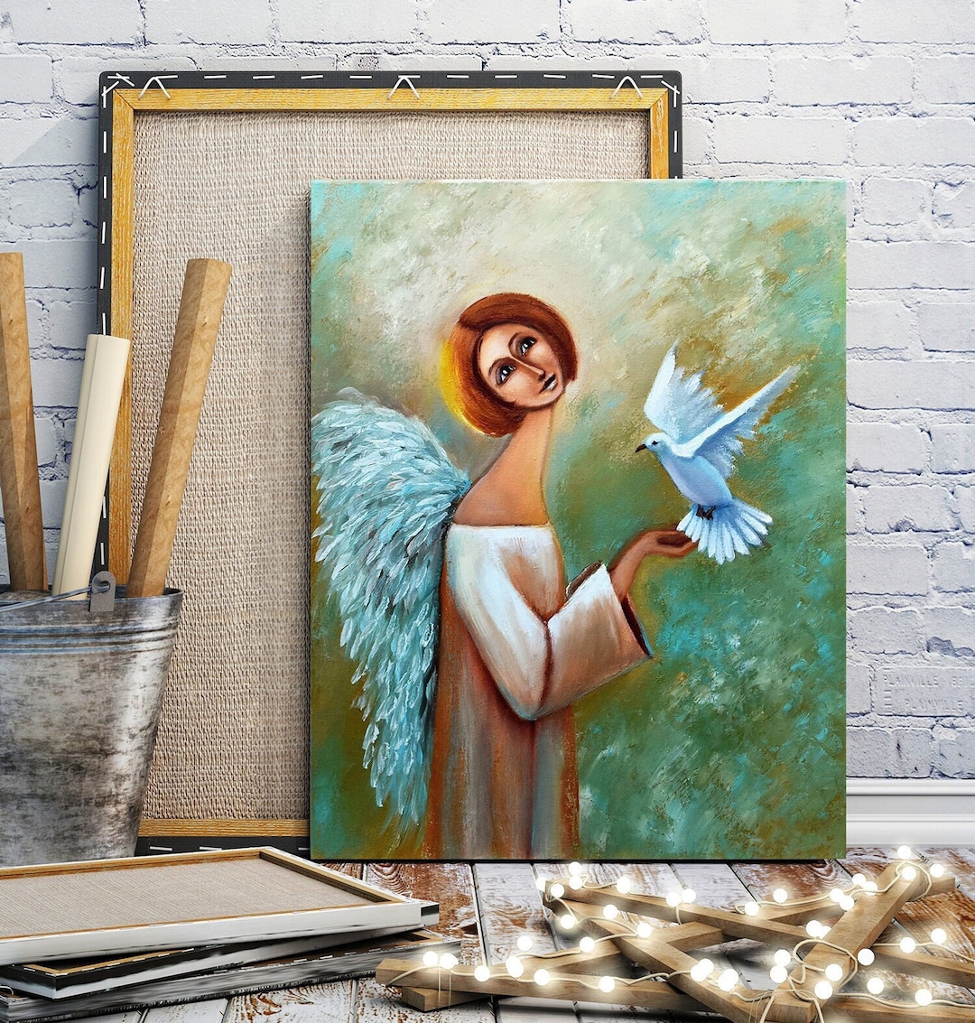 Modern Christian Art Catholic Art Angel Drawing Religious Wall Art ...