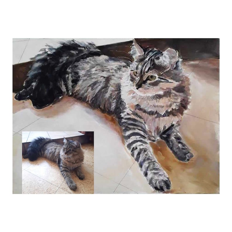 Original Hand Painted Portrait Commission, Custom Cat Portrait, Drawing ...