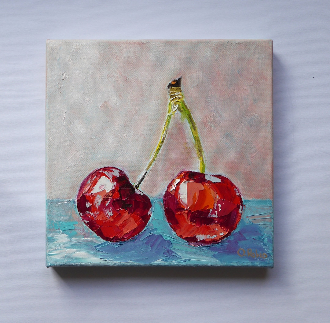 Cherry Oil Painting Red Cherries Wall Art Art Pop Cherry Red Modern ...