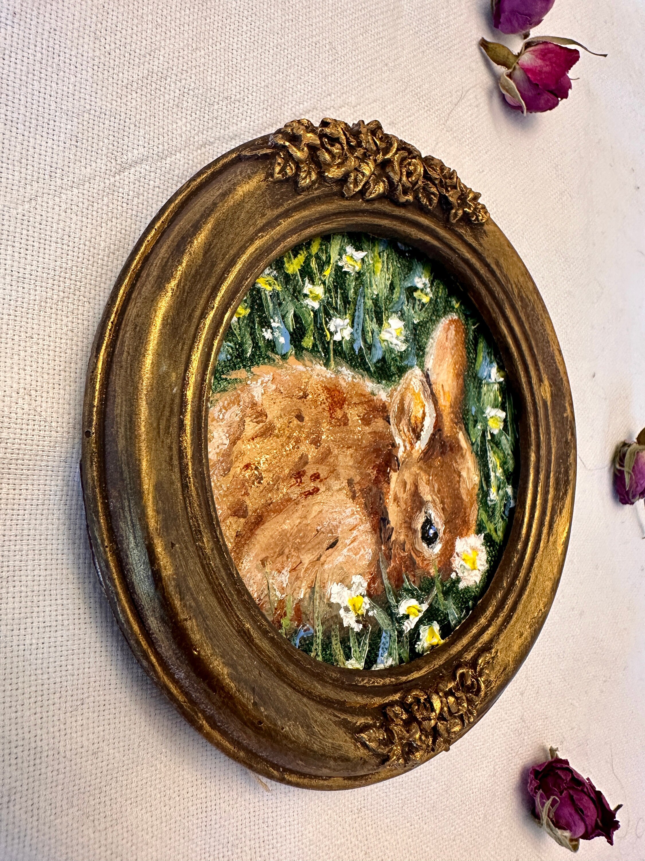 Vintage Framed Bunnies Portrait Antique Original Handmade Rabbits ...