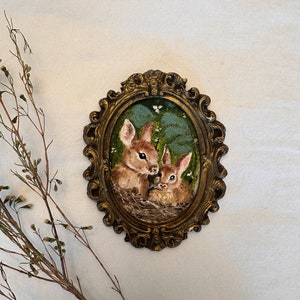 Vintage Framed Bunnies Portrait Antique Original Handmade Rabbits ...