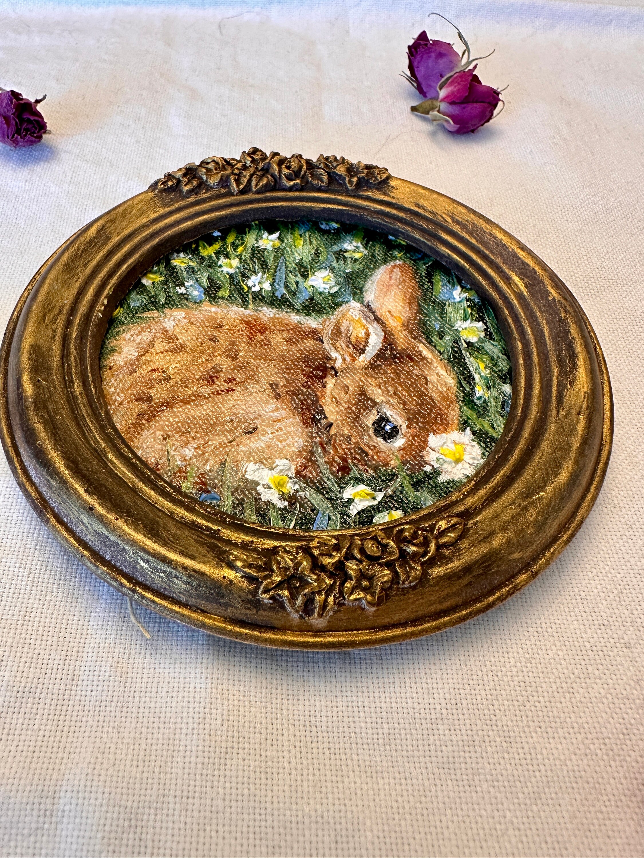 Vintage Framed Bunnies Portrait Antique Original Handmade Rabbits ...