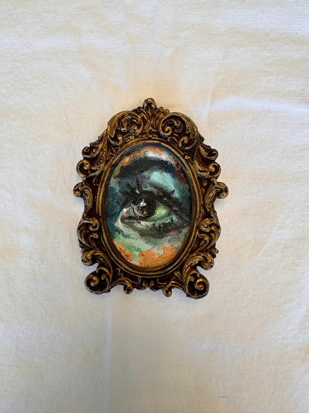 Fine Art Framed Lover's Eye Blue Black Eye Painting Original, Vintage ...