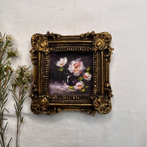Tiny Oil Painting | Moody Floral Art | Botanical Illustration | Vintage ...