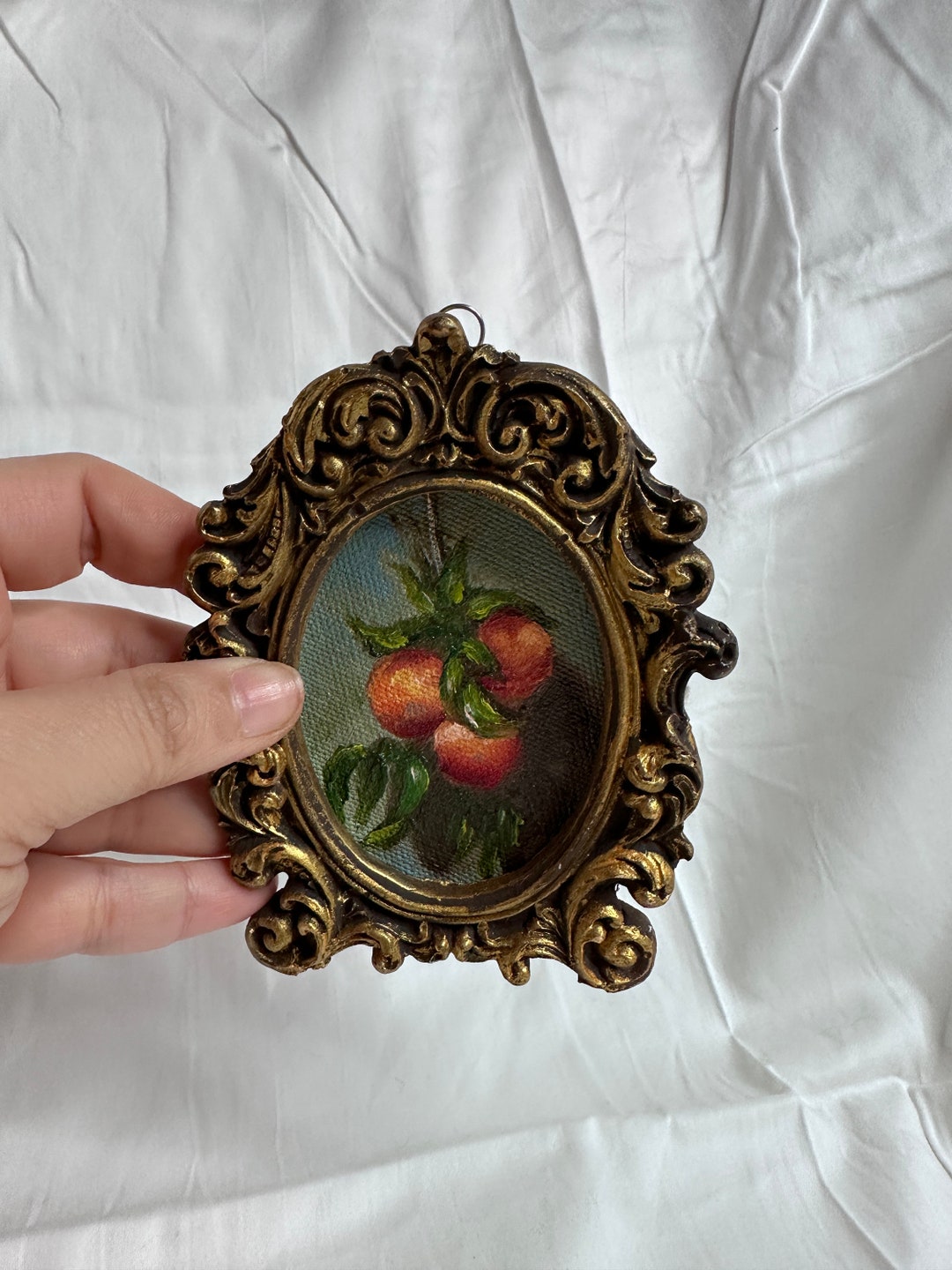 Framed Original Vintage Hand Painting on Canvas, Abstract Orange Oil ...