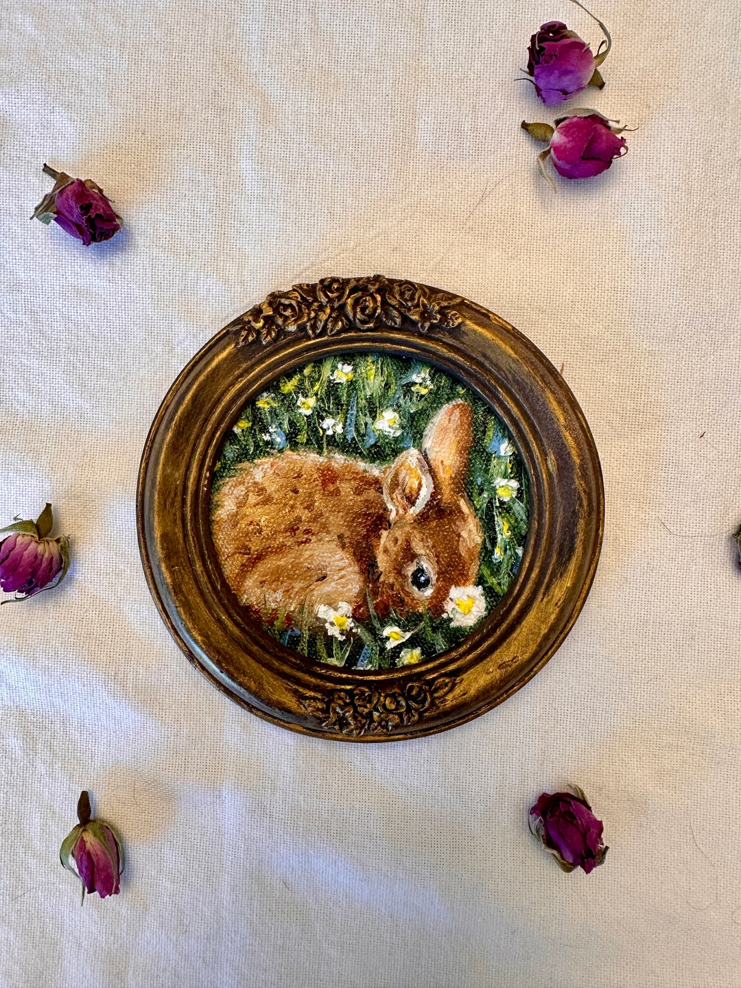 Vintage Framed Bunnies Portrait Antique Original Handmade Rabbits ...