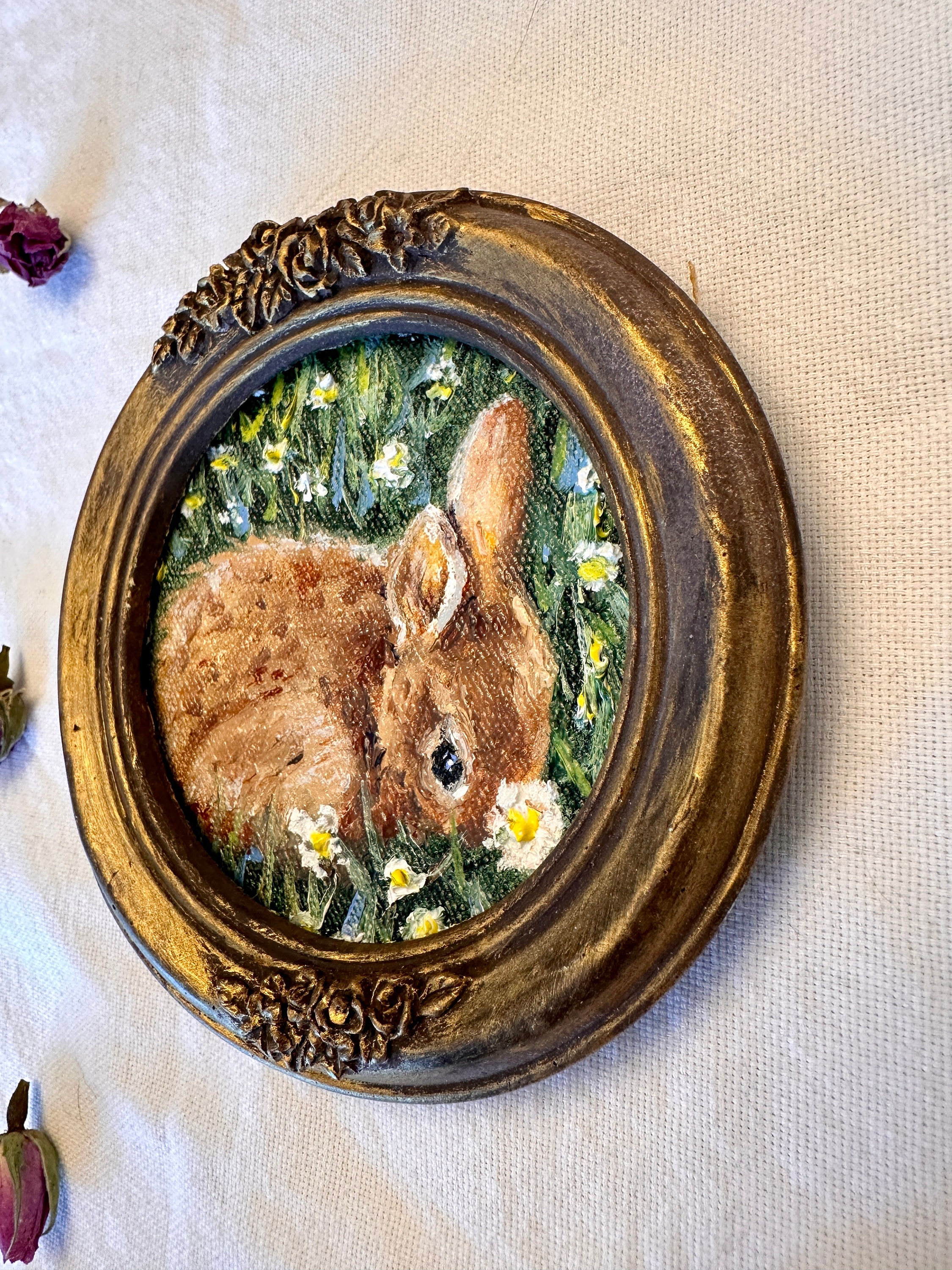 Vintage Framed Bunnies Portrait Antique Original Handmade Rabbits ...