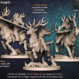 Sylvan Stag Riders - Sylvan Knights - Elf Set of 3 - 3d Printed 28mm ...